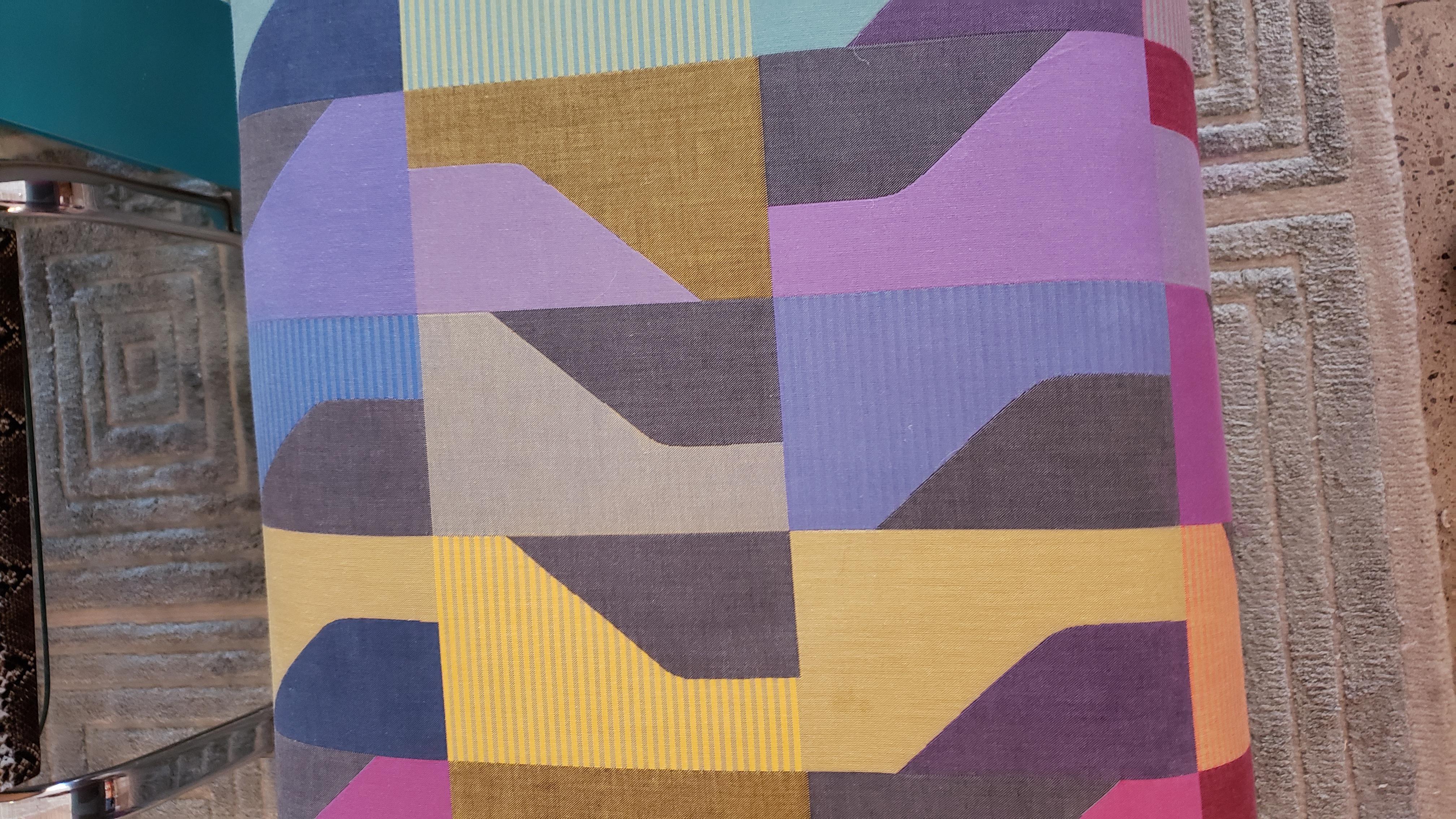 Midcentury "Memphis" Style Colorful Fabric Bench For Sale at 1stDibs