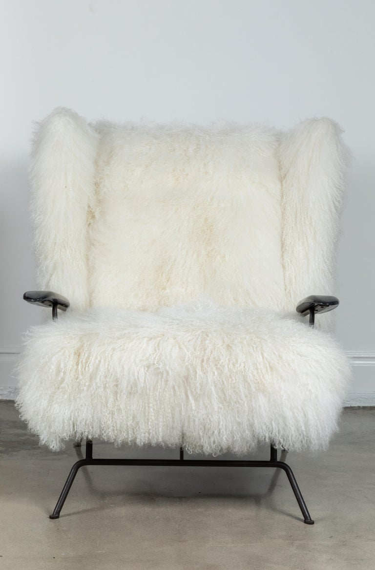 Midcentury Metal Wing Chair in the Style of Tempestini at 1stDibs