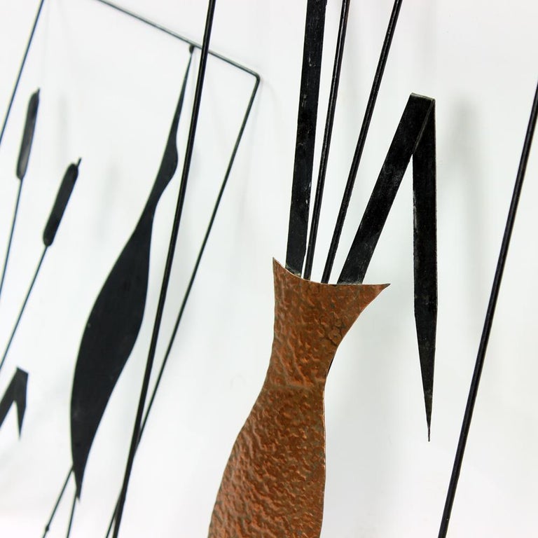 Midcentury Minimalistic Metal Wall Decorations, Czechoslovakia 1960s ...