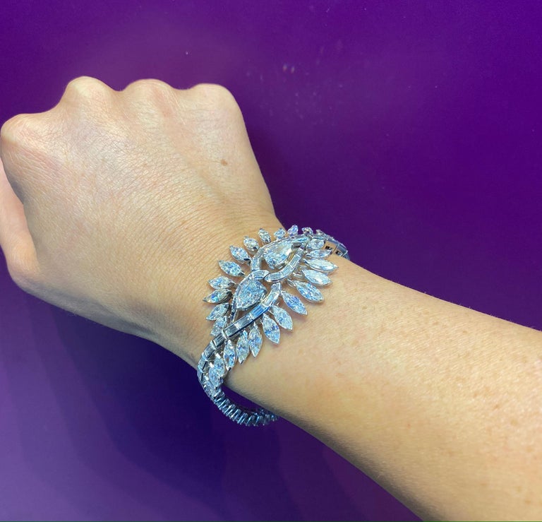 Midcentury Mixed Cut Diamond Bracelet For Sale at 1stDibs