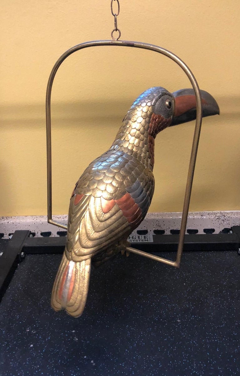 Midcentury Mixed Metals Toucan Bird Sculpture Signed by Sergio ...