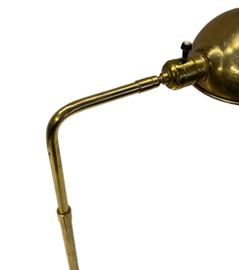 Midcentury Modern Adjustable Height Brass Floor Lamp with Pivoting ...