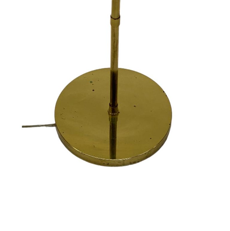 Midcentury Modern Adjustable Height Brass Floor Lamp with Pivoting ...