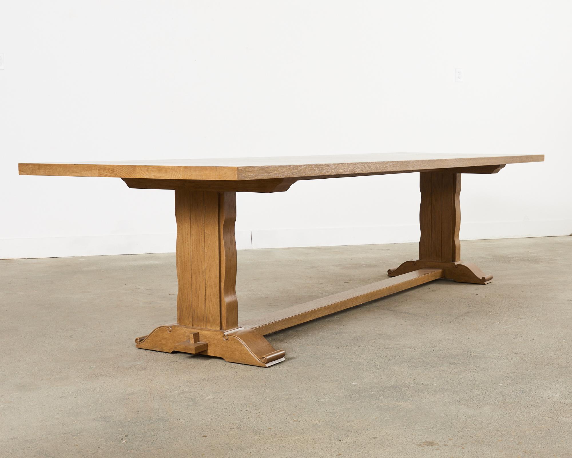 Midcentury Modern American Oak Farmhouse Trestle Dining Table For Sale ...