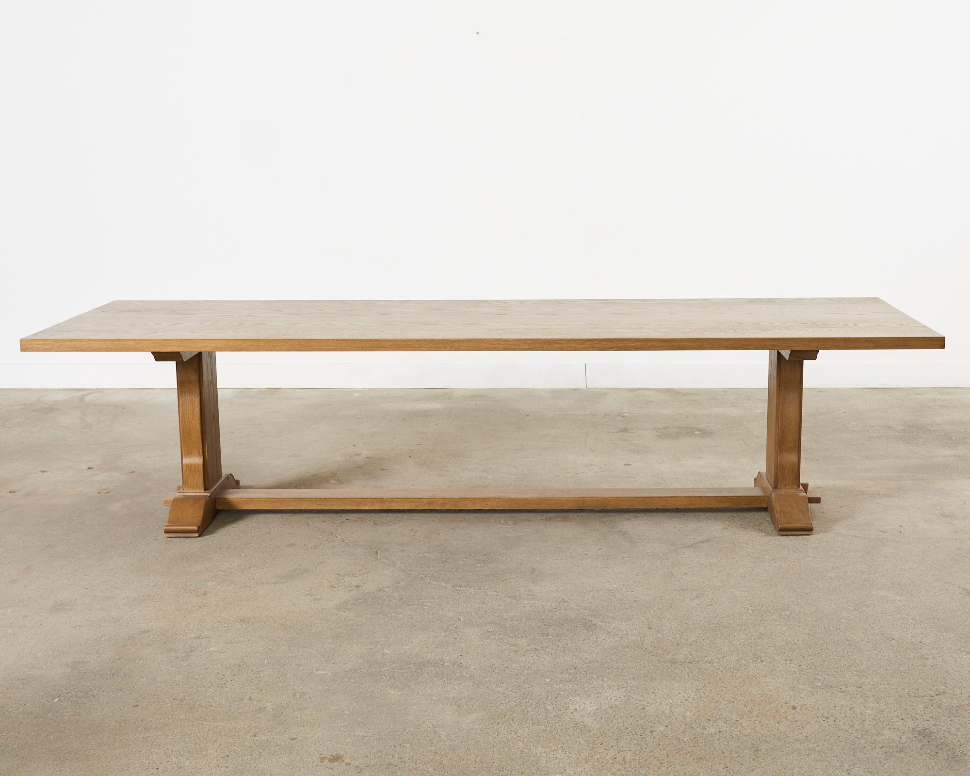 Midcentury Modern American Oak Farmhouse Trestle Dining Table For Sale ...