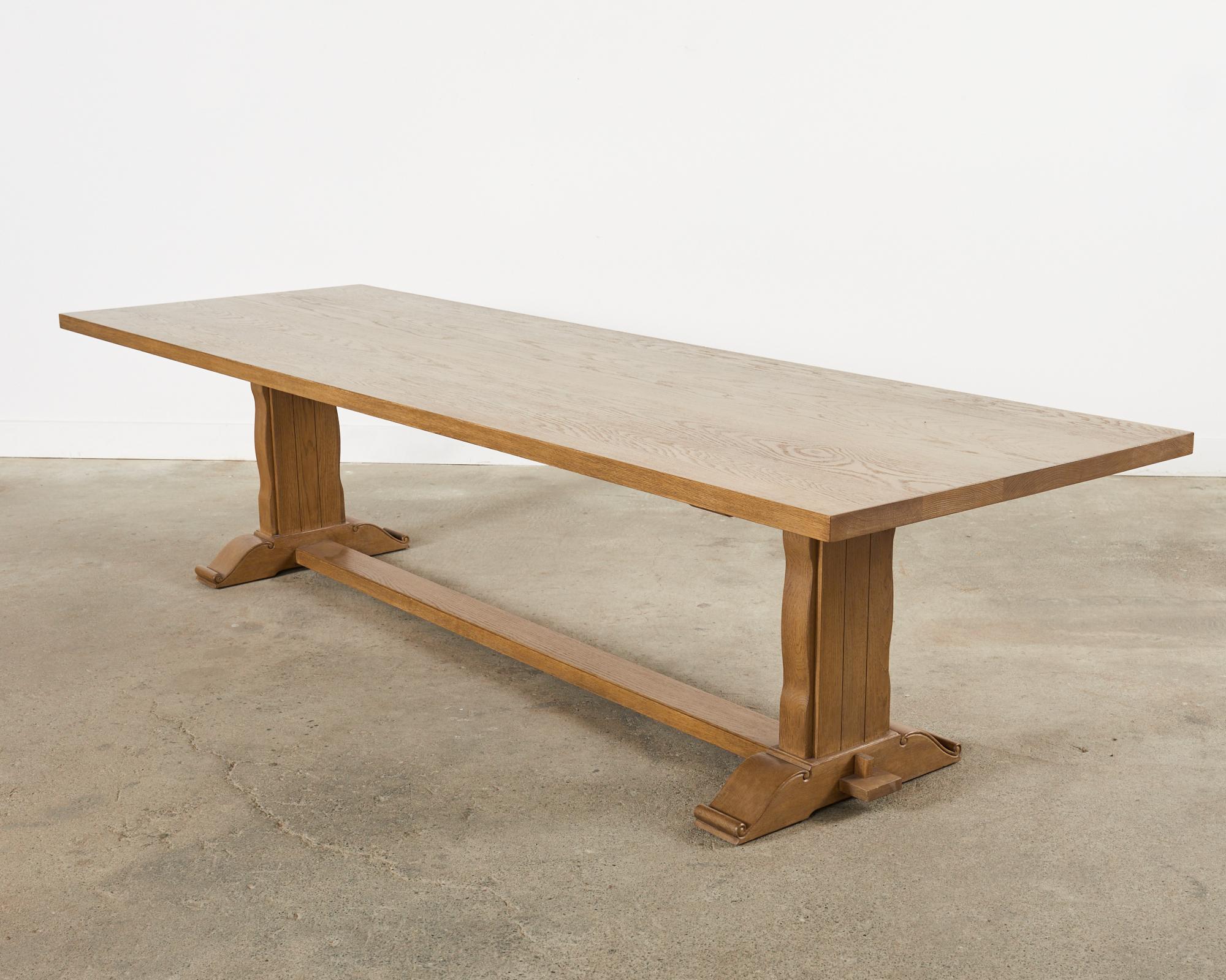 Midcentury Modern American Oak Farmhouse Trestle Dining Table For Sale ...