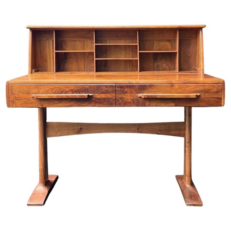 Mid-Century Modern American Studio Craft Sculpted Solid Walnut Office ...