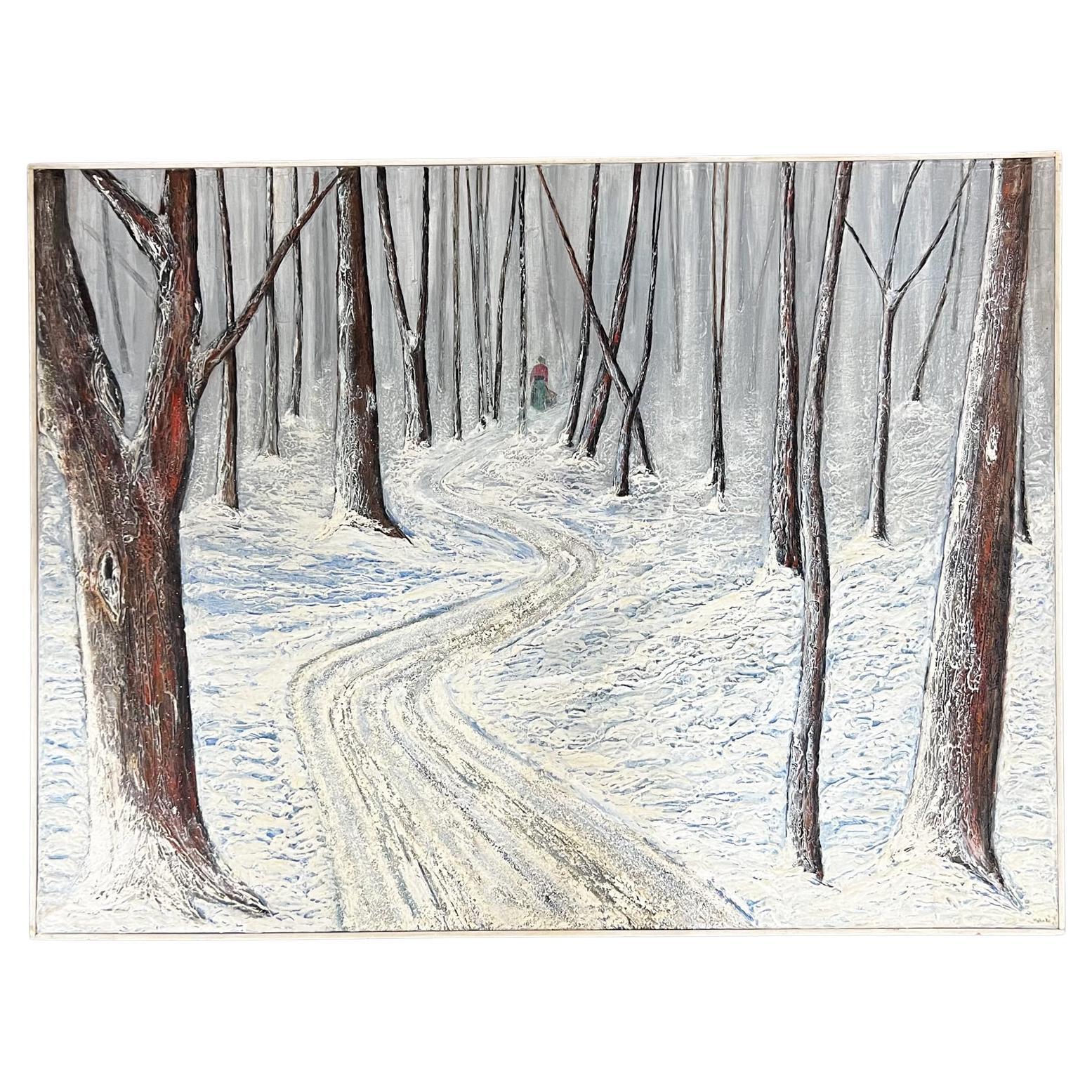 Mid-Century Modern Art Frank Mahnke 1976 in Winter Acrylic Coating For ...