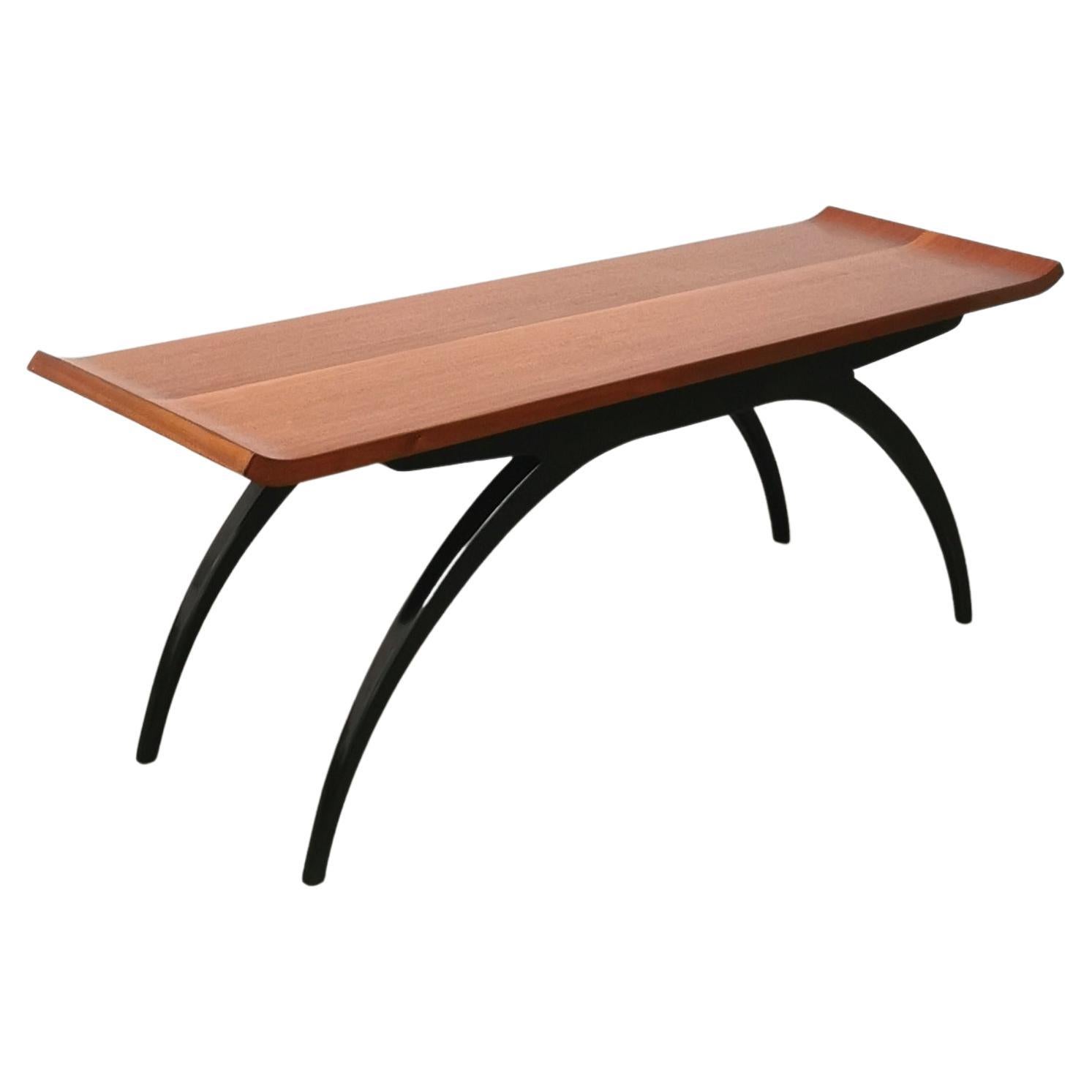 Gossip Bench Telephone Table Black Spindle Back Copper Accents at 1stDibs