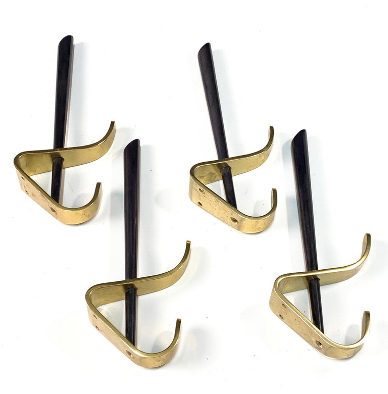 Mid-Century Modern Brass and Lacquered Aluminum Italian Coat Hooks ...