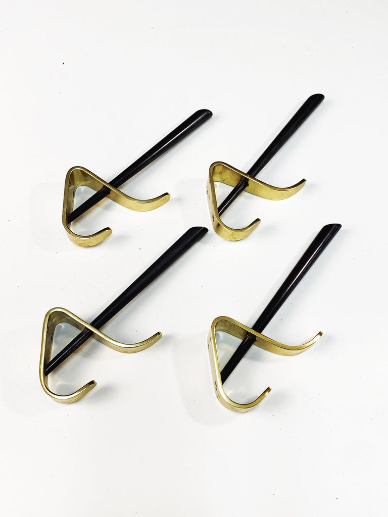 Mid-Century Modern Brass and Lacquered Aluminum Italian Coat Hooks ...