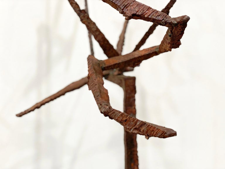 Mid-Century Modern Brutalist Metal Sculpture, Torch Cut Sun Statue For ...