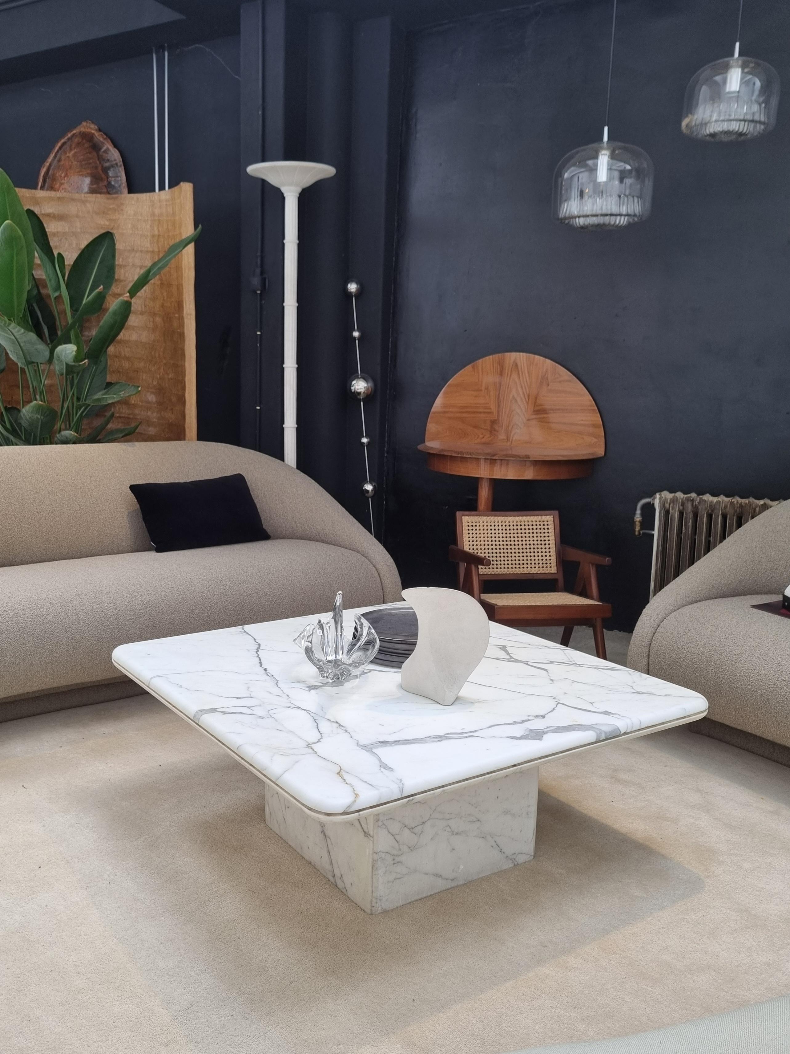 Mid-Century Modern Carara Marble Coffee Table, 1970s at 1stDibs