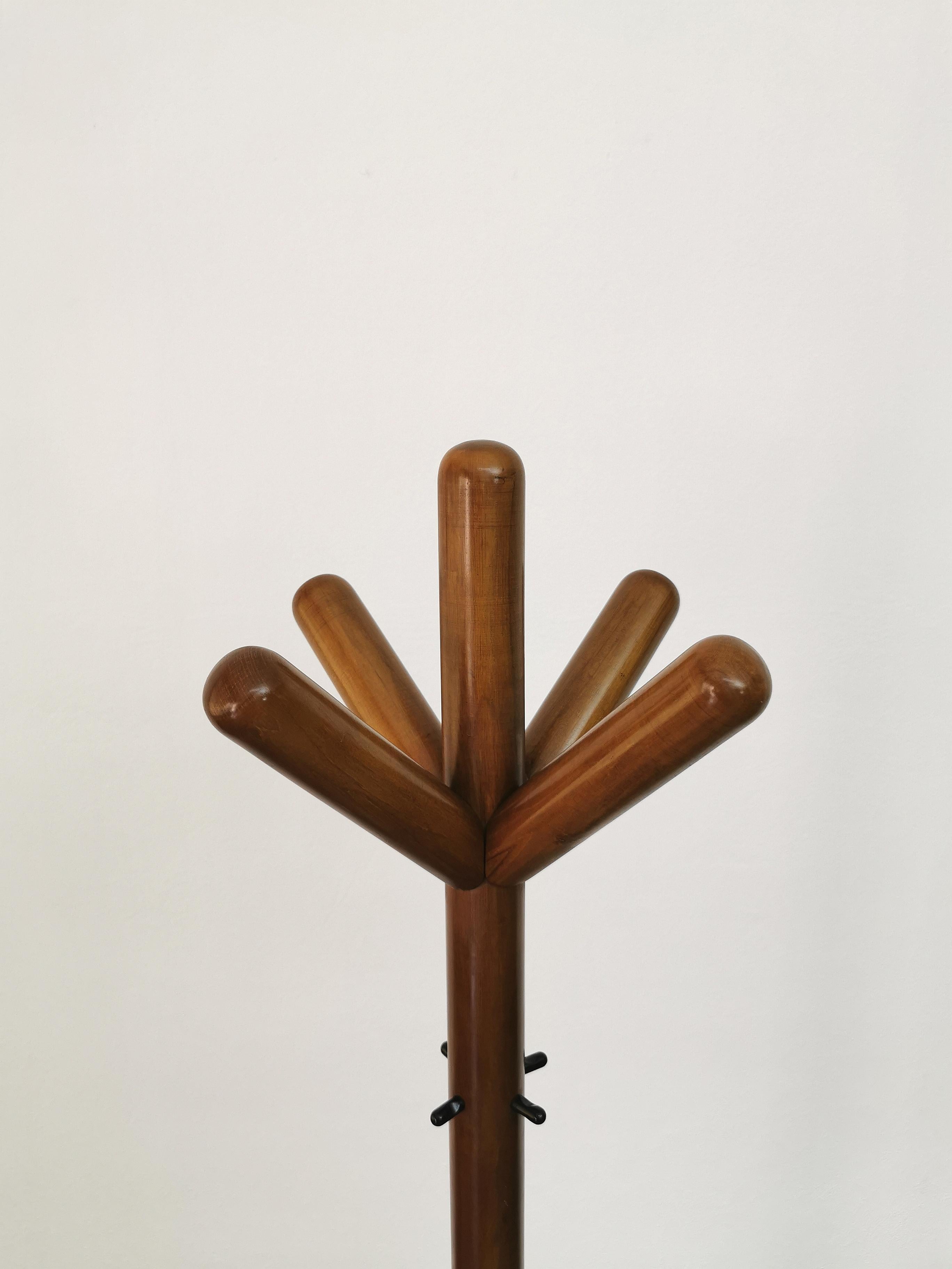 Mid-Century Modern Coat Rack Stand Wood Travertine Italian Design ...