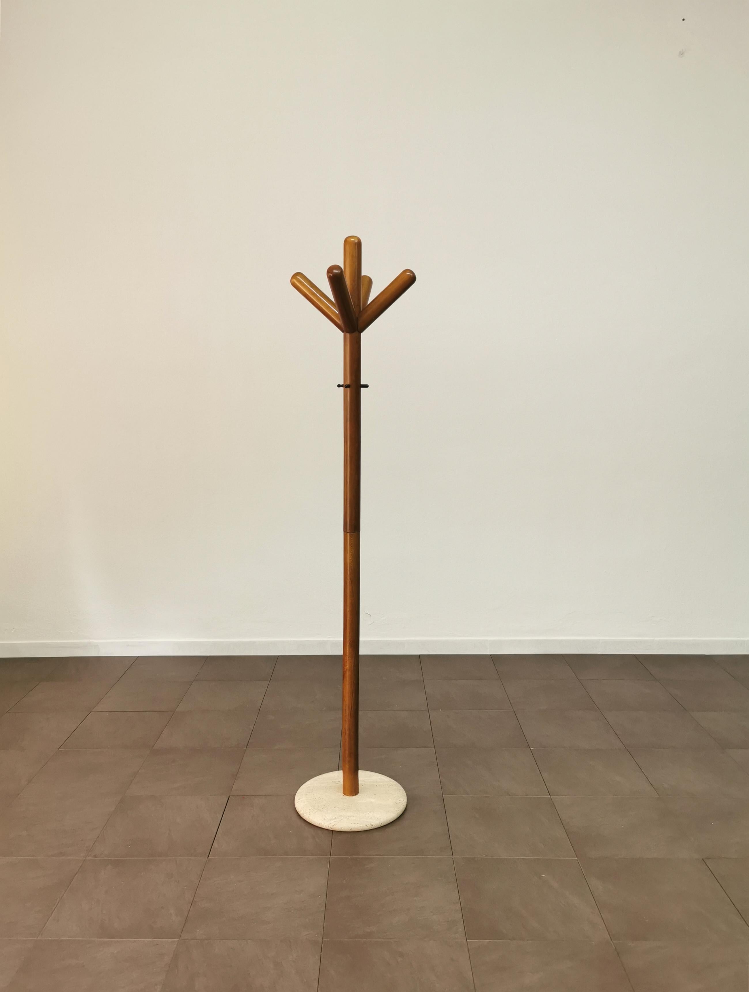 Mid-Century Modern Coat Rack Stand Wood Travertine Italian Design ...