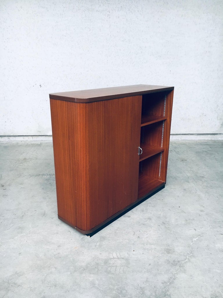 Mid-Century Modern Design Sliding Door Filing Cabinet, 1960s, Belgium ...