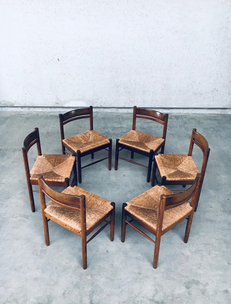 Mid-Century Modern Design Wengé and Paper Cord Dining Chair Set ...