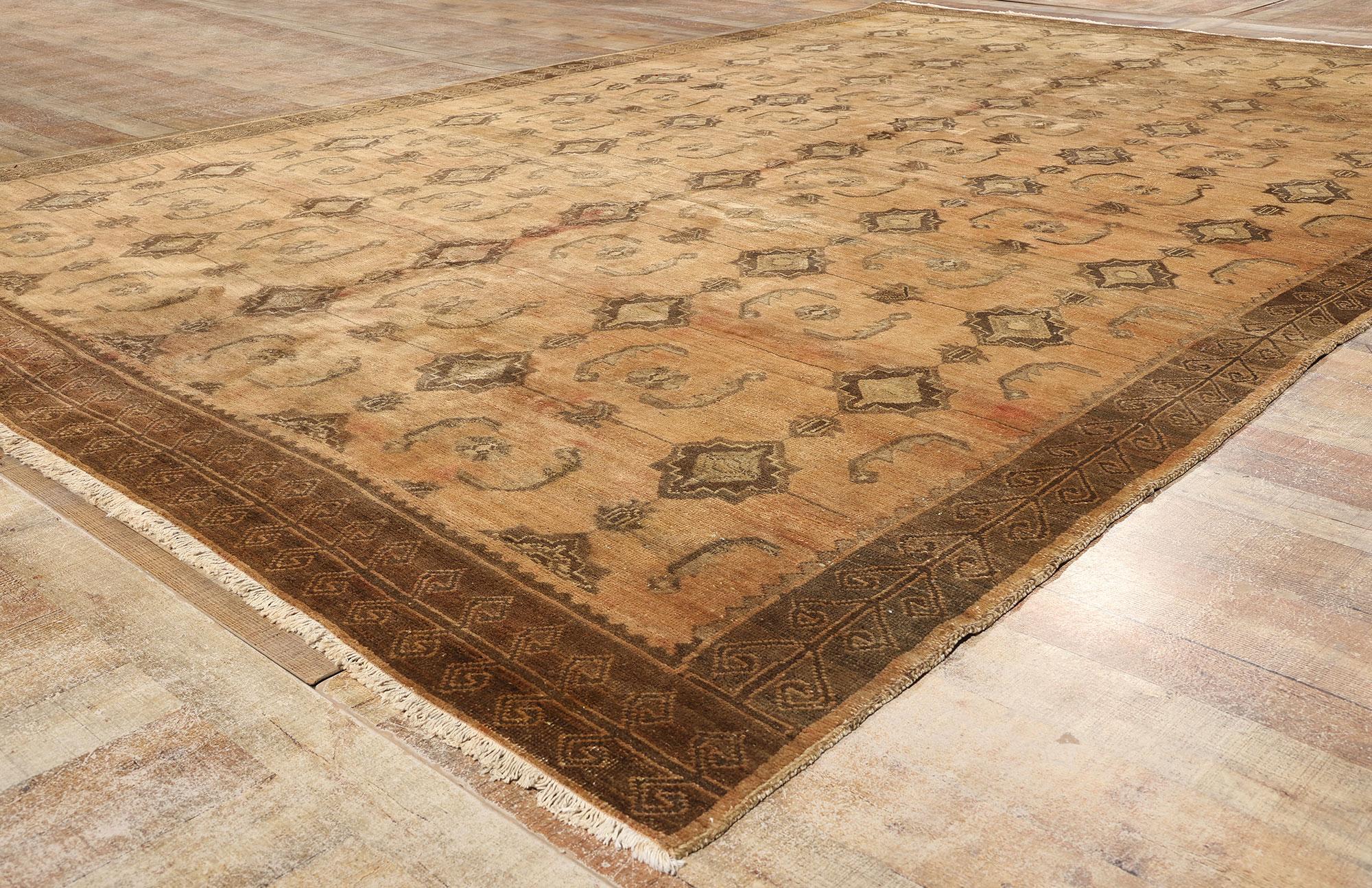 Midcentury Modern Earth-Tone Vintage Turkish Kars Rug For Sale at 1stDibs