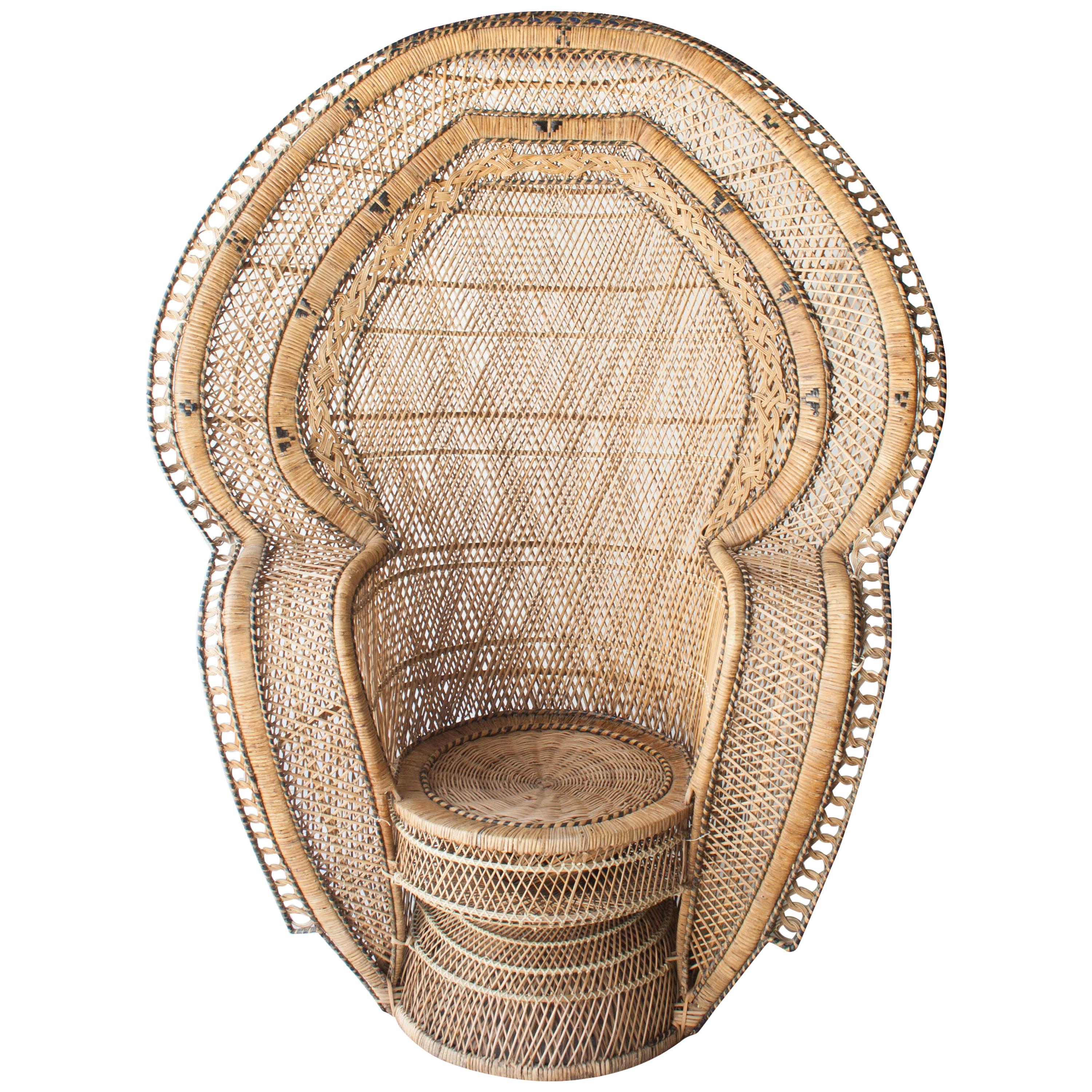 Mid-Century Modern Armchair French of Natural Wicker Fiber by Hand ...