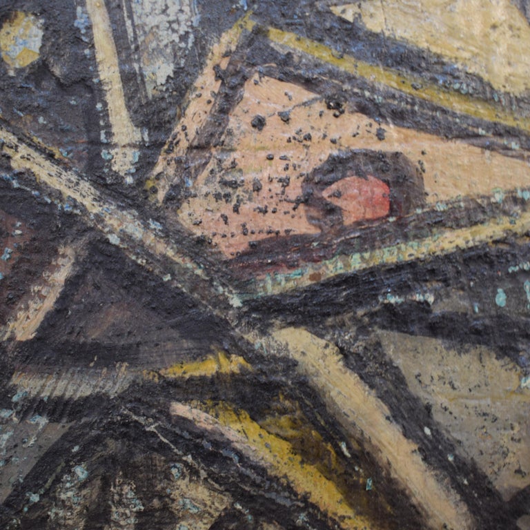 Mid-Century Modern Framed German Abstract Painting Acryl on Wood, circa ...