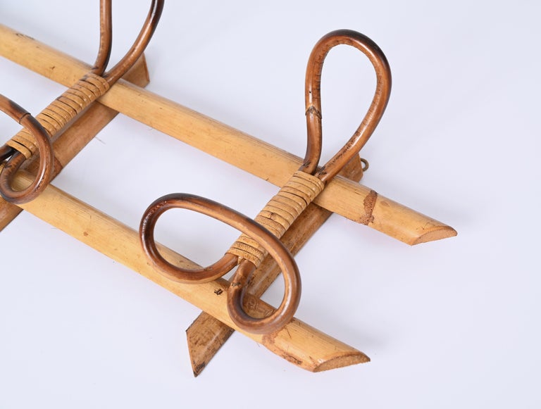 Midcentury Modern French Riviera Rattan and Bamboo Canes Coat Rack ...