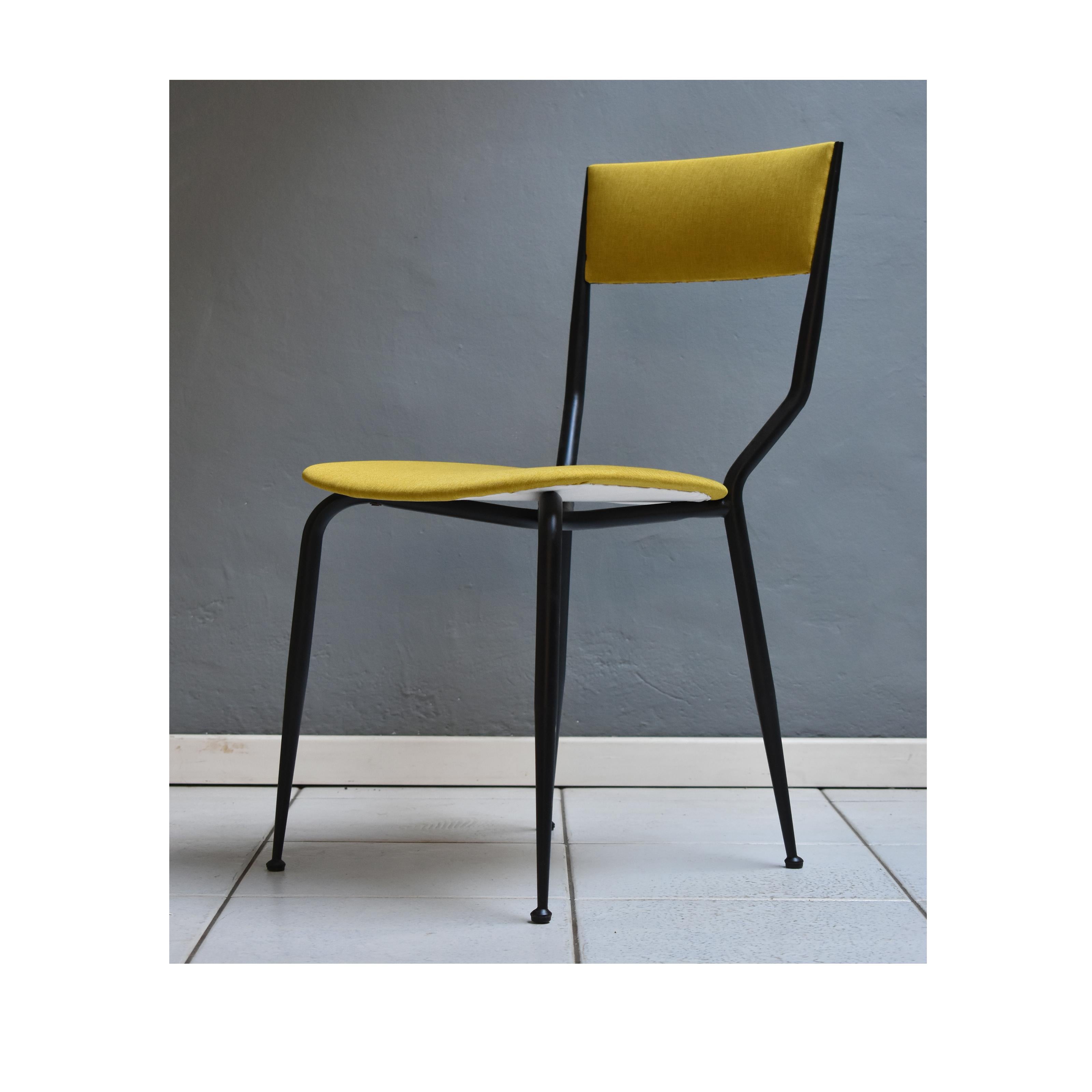 Mid-Century Modern Italian 6 Dining Chairs 1960 Black Iron Structure ...