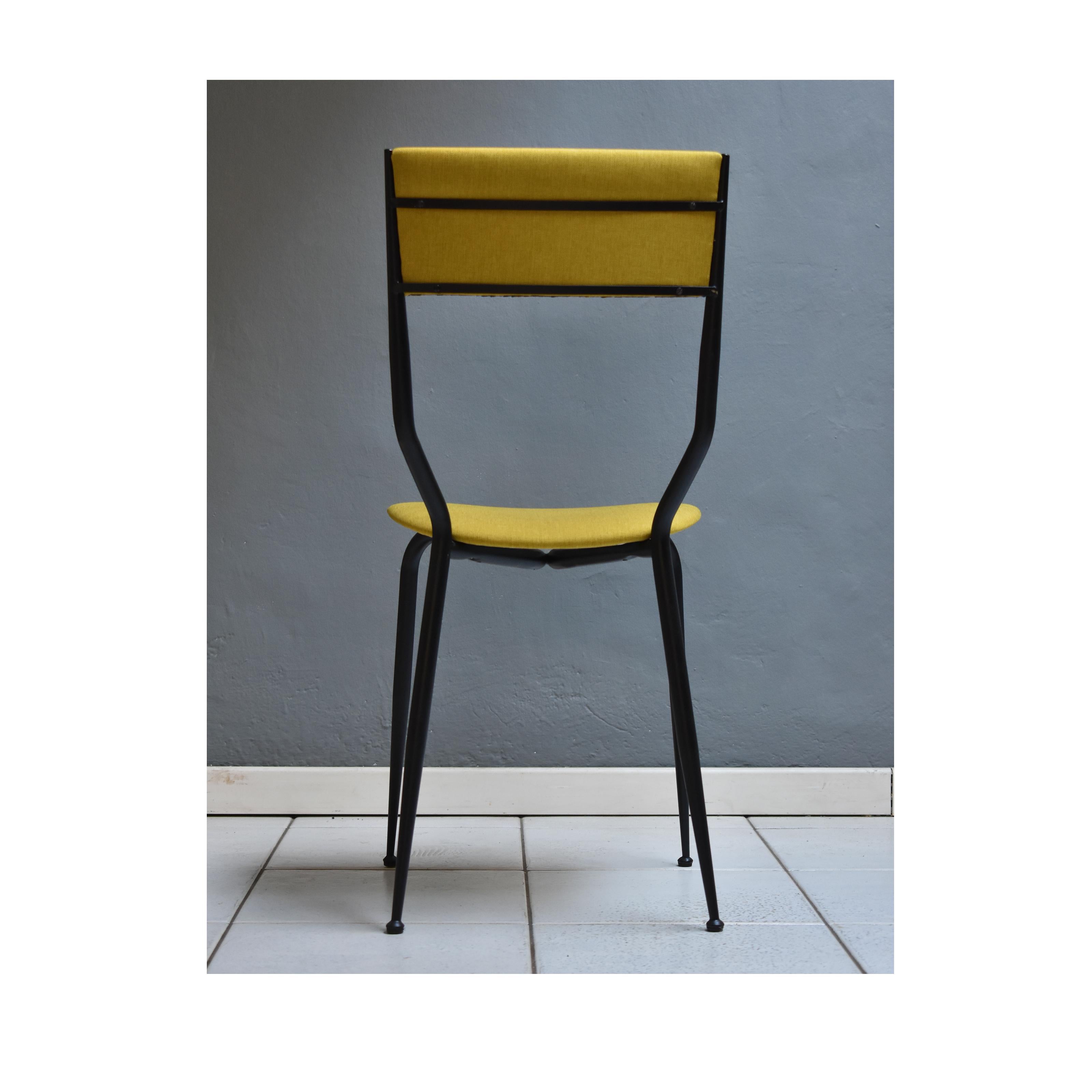 Mid-Century Modern Italian 6 Dining Chairs 1960 Black Iron Structure ...