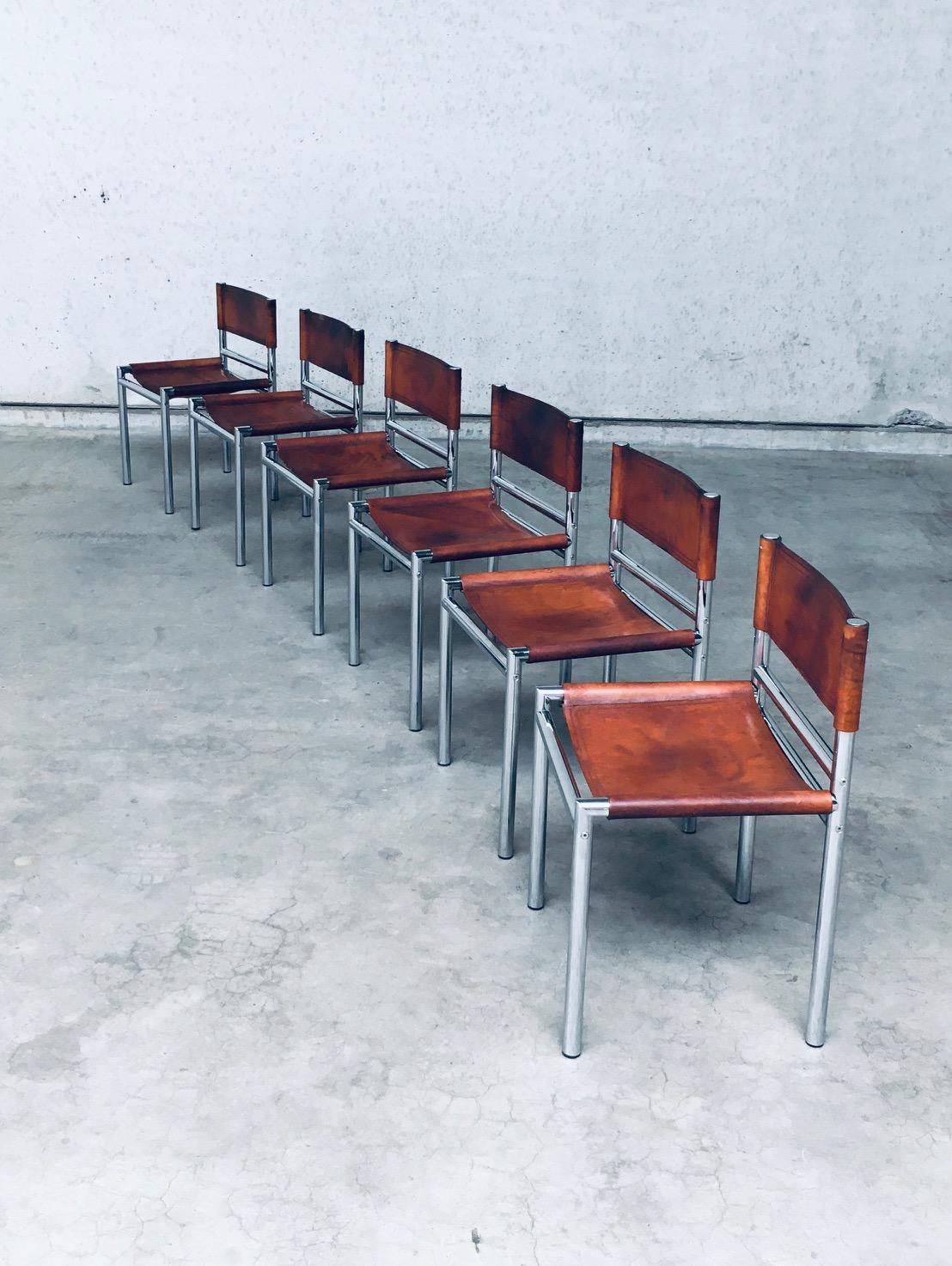 Midcentury Modern Italian Design Tubular Chrome and Leather Dining ...