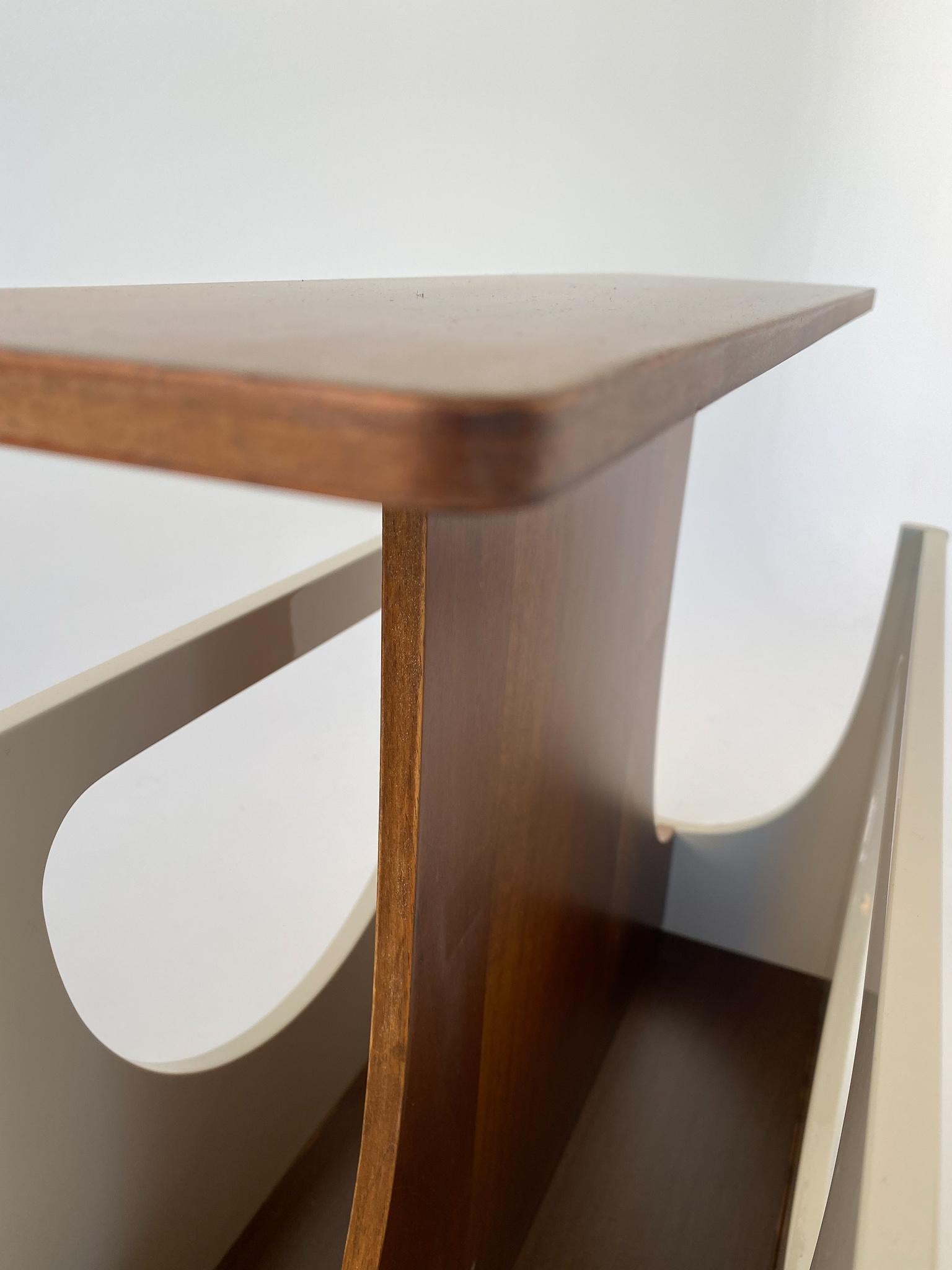 Mid-Century Modern Italian Wooden Magazine Rack, 1970s For Sale at 1stDibs