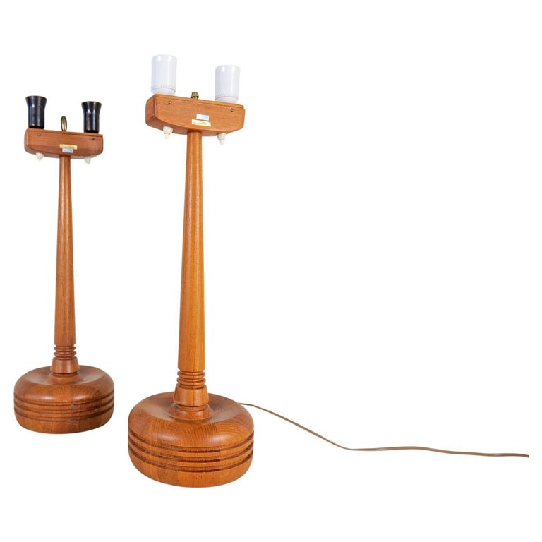 Mid-Century Modern Large Table Lamps in Teak Stilarmatur Tranås Sweden ...