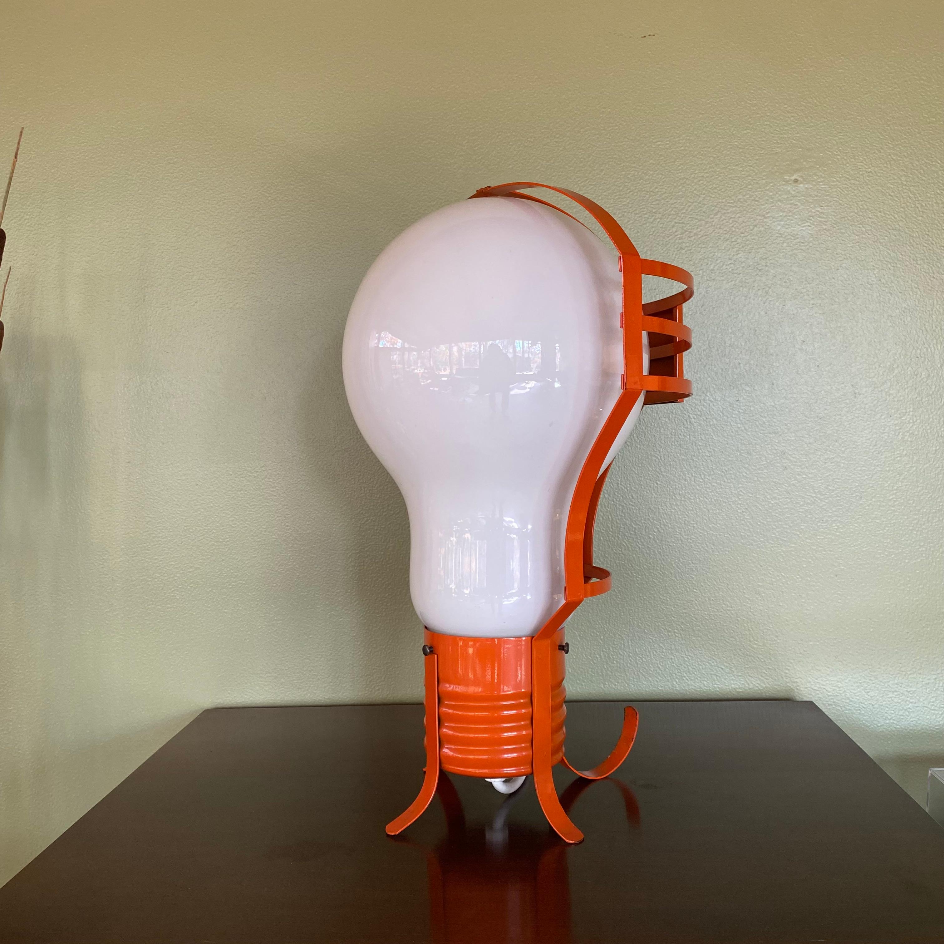 Midcentury Modern Modern Oversized Lightbulb Orange Hanging Lamp or ...