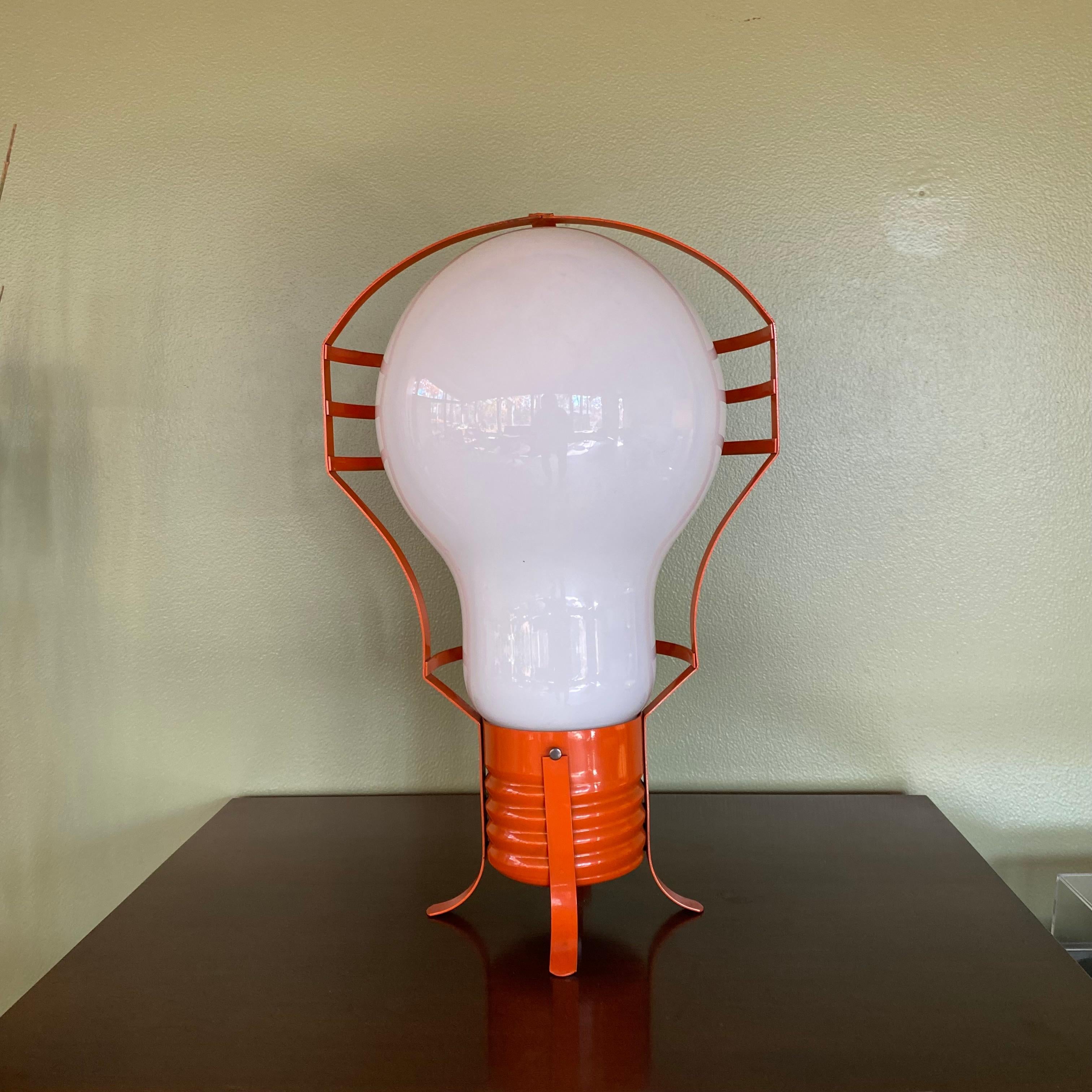 Midcentury Modern Modern Oversized Lightbulb Orange Hanging Lamp or ...