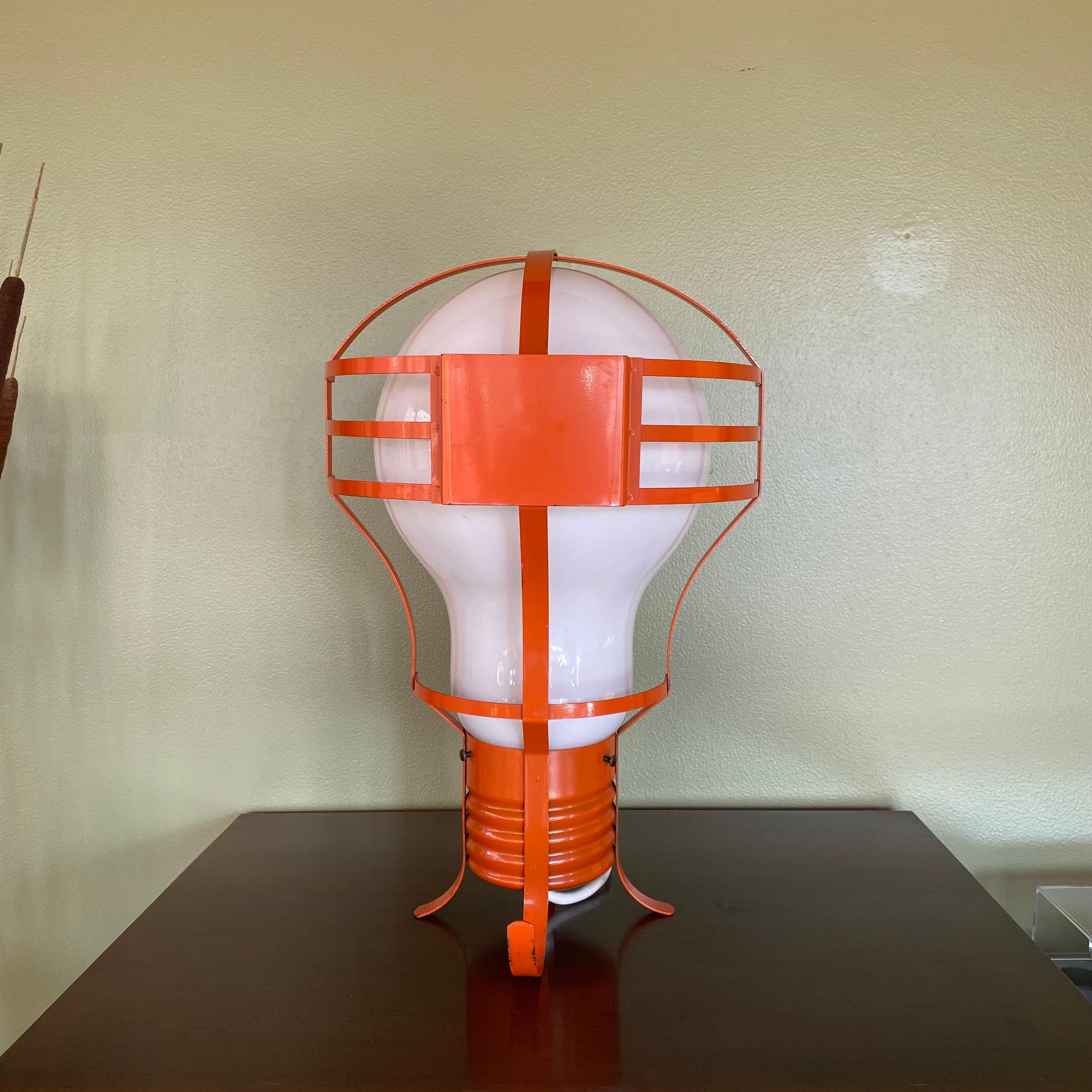Midcentury Modern Modern Oversized Lightbulb Orange Hanging Lamp or ...