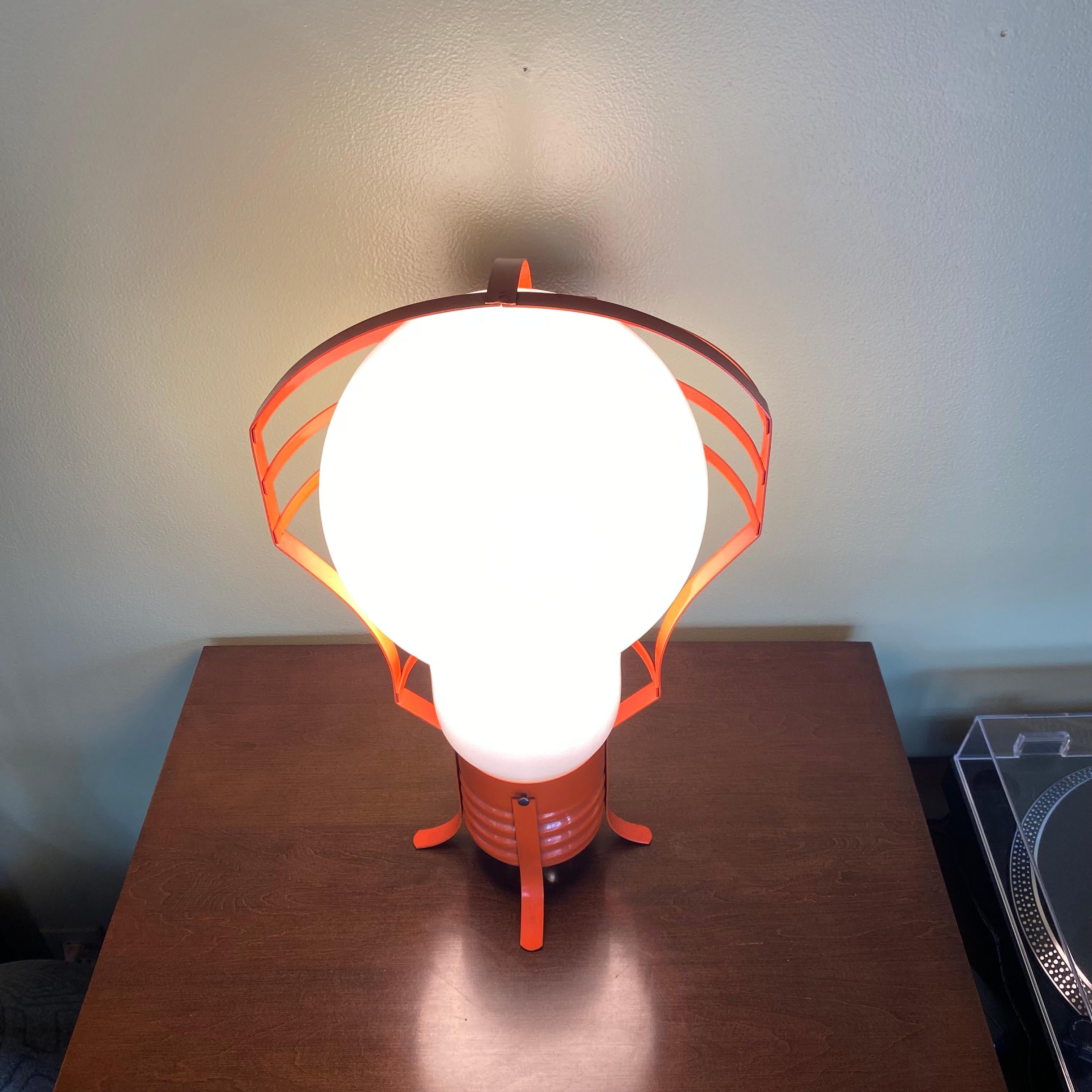 Midcentury Modern Modern Oversized Lightbulb Orange Hanging Lamp or ...