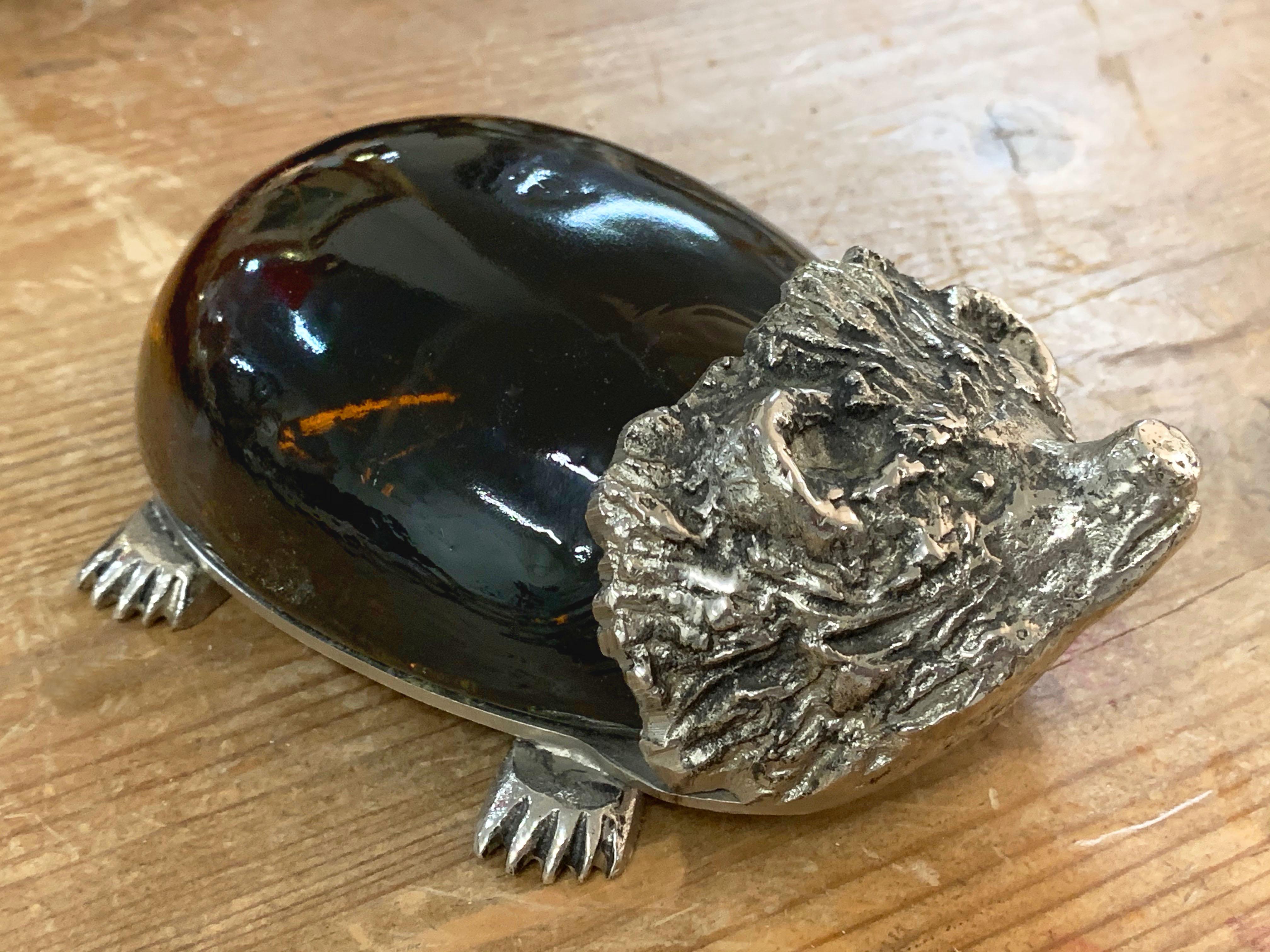 Mid-Century Modern Murano Glass and Silver Italian Hedgehog Sculpture ...