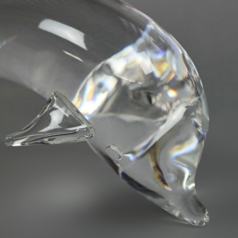 Midcentury Modern over Sized Steuben Art Glass Swimming Dolphin by ...