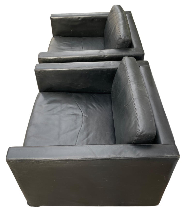 Mid-Century Modern Pfister Cube Lounge Chairs for Knoll in Black ...