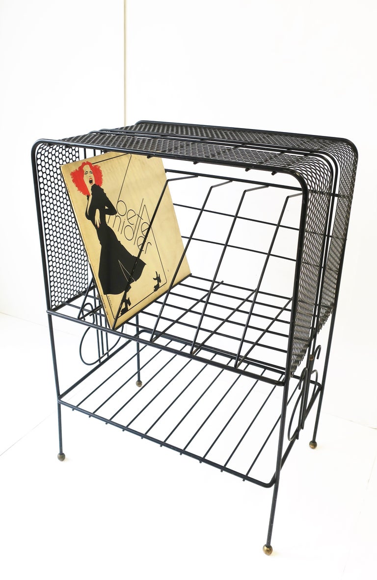 Mid-Century Modern Record Player LP Vinyl Album Metal Holder Rack Stand ...