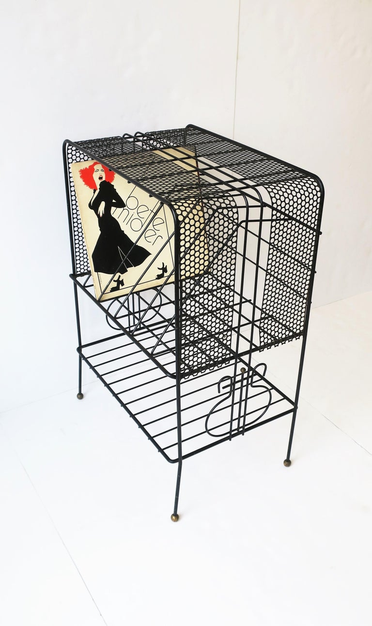 Mid-Century Modern Record Player LP Vinyl Album Metal Holder Rack Stand ...