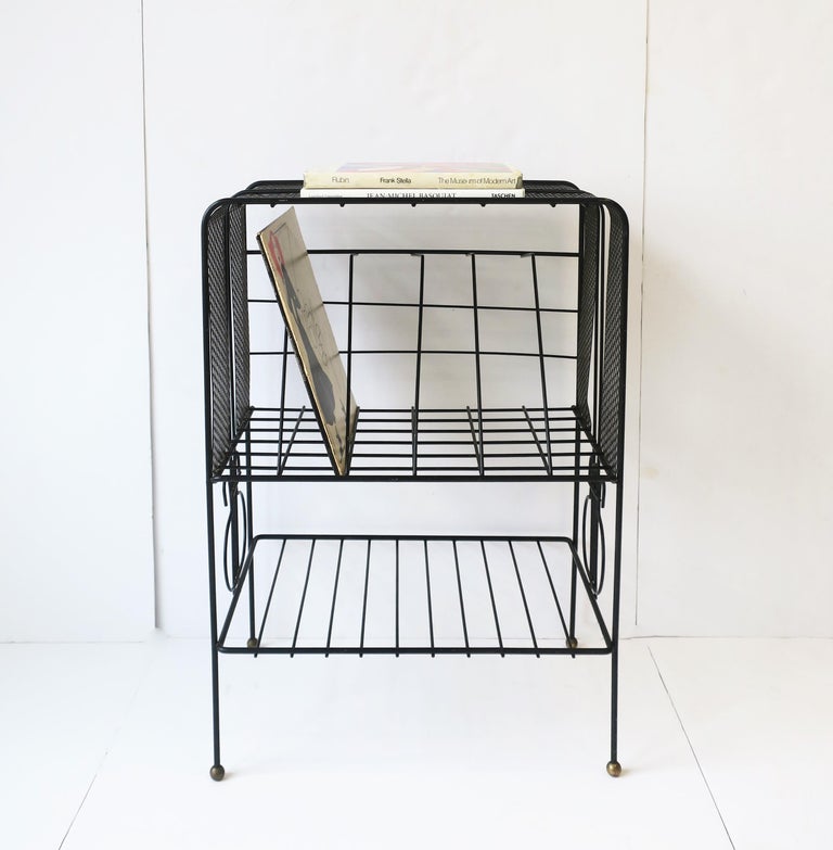 Mid-Century Modern Record Player LP Vinyl Album Metal Holder Rack Stand ...
