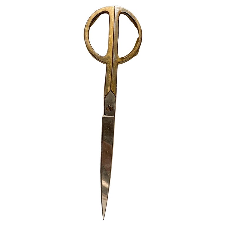Mid-Century Modern Sharp Stainless and Brass Scissors Made in Italy ...