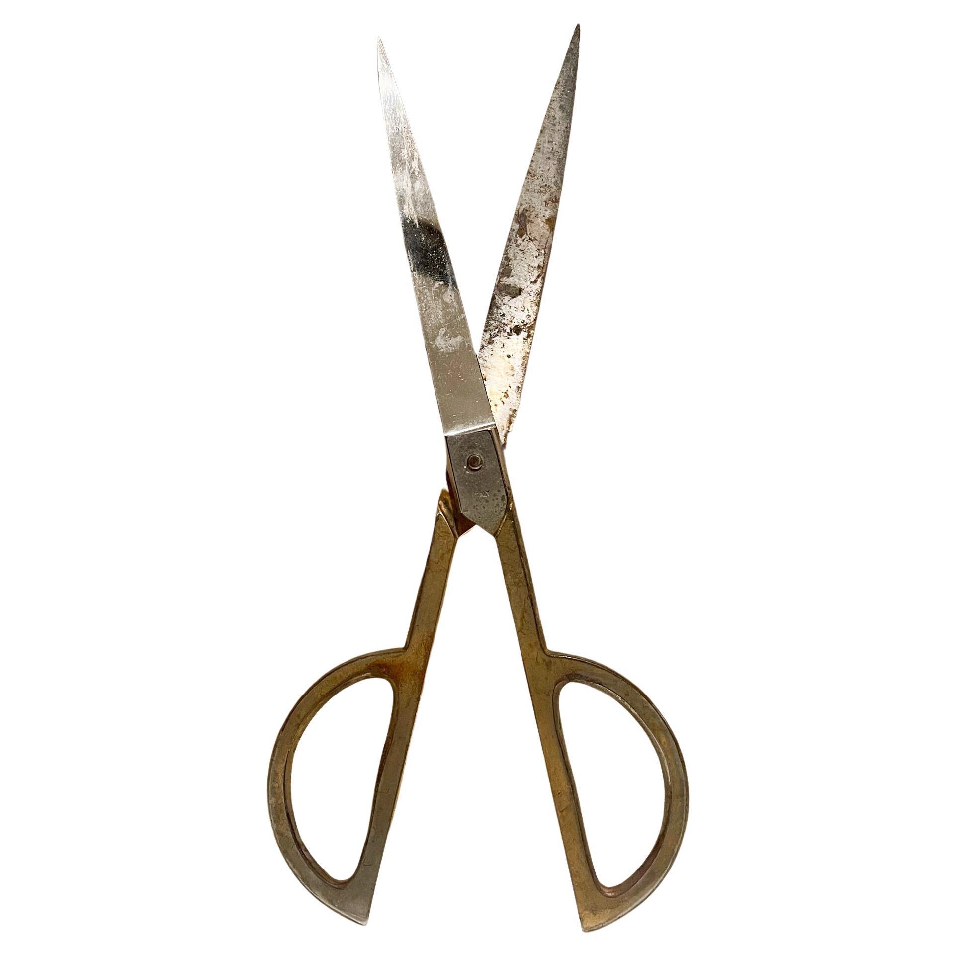 Mid-Century Modern Sharp Stainless and Brass Scissors Made in Italy ...