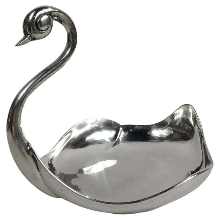 Mid-Century Modern Sterling Silver Swan Bowl Centerpiece For Sale at ...