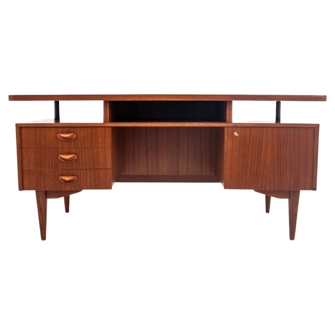 Danish Mid-Century Modern Teak Roll Top Secretary Desk or Console Table ...
