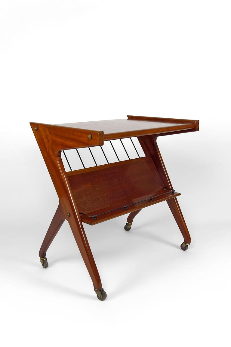 Mid-Century Modern Teak Trolley, Italy, circa 1950 For Sale at 1stDibs