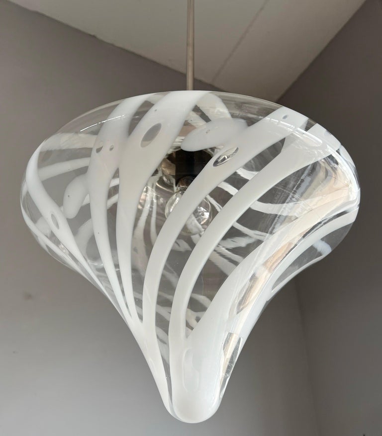 Mid-Century Modern Tornado Design Murano Clear Glass Art Pendant Light ...