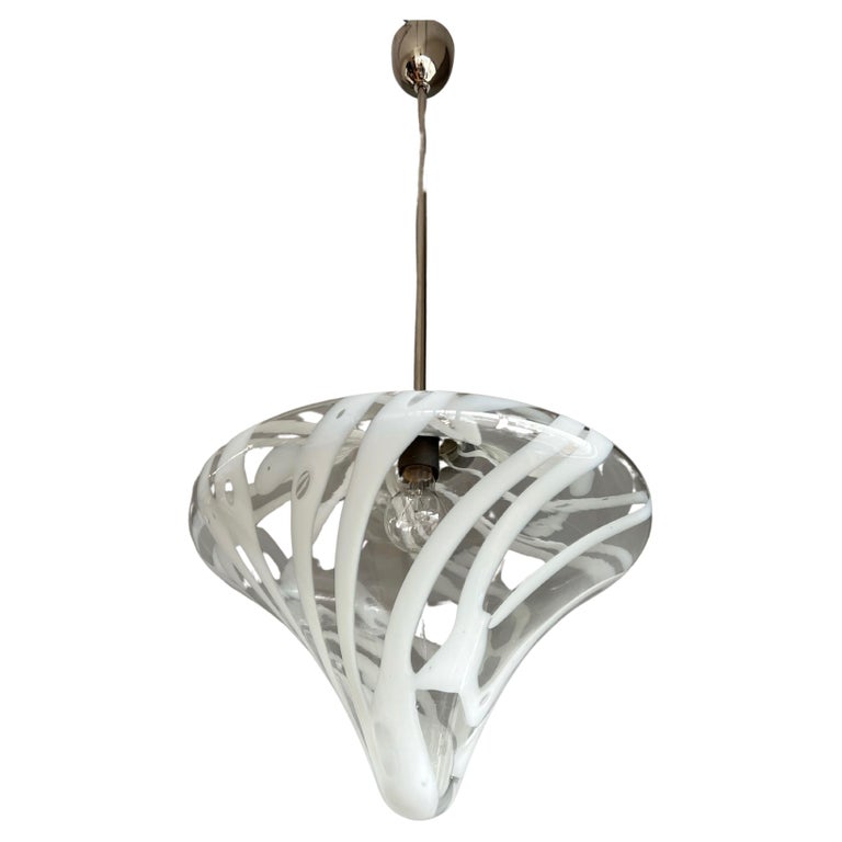 Mid-Century Modern Tornado Design Murano Clear Glass Art Pendant Light ...