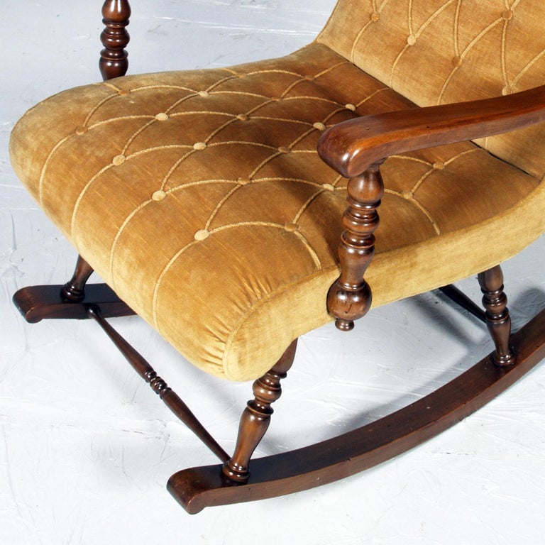 Midcentury Modern Velvet Capitonè Italian Original Rocking Chair in ...