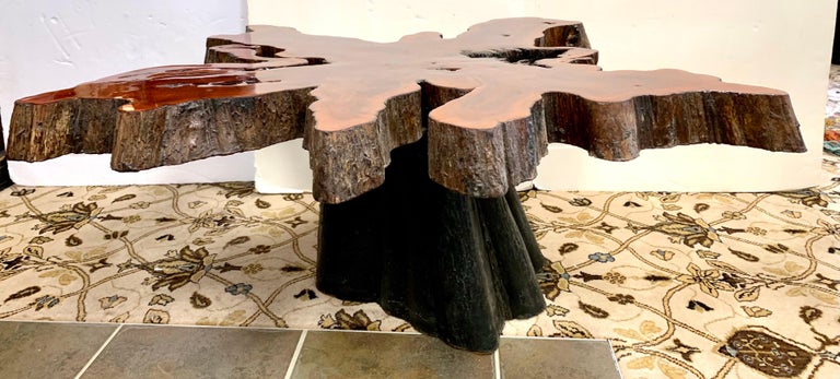 Midcentury Modern Vintage Live Edge Organic Wood Tree Slab Cocktail ...