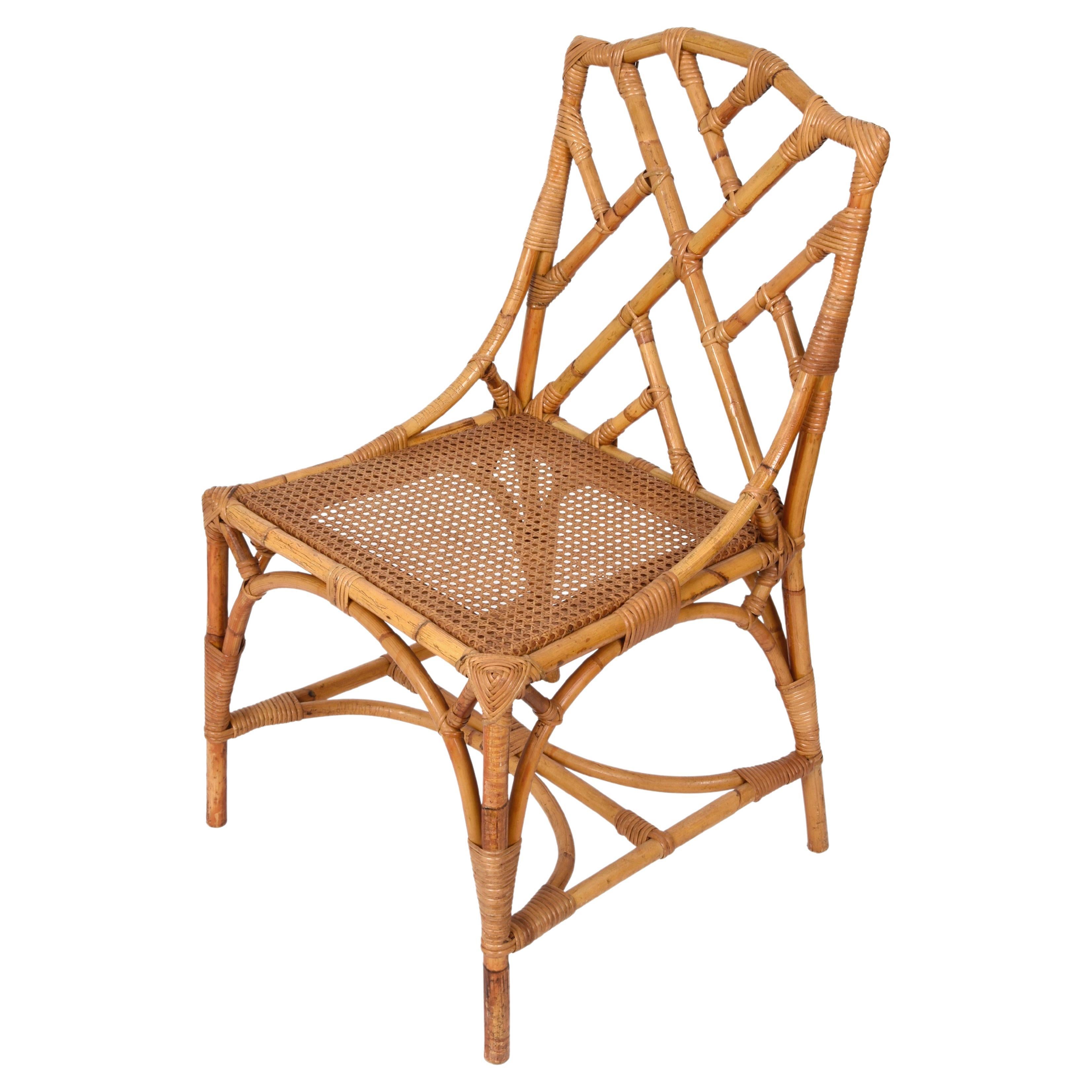 Midcentury Modern Vivai del Sud Bamboo and Vienna Straw Italian Chair ...